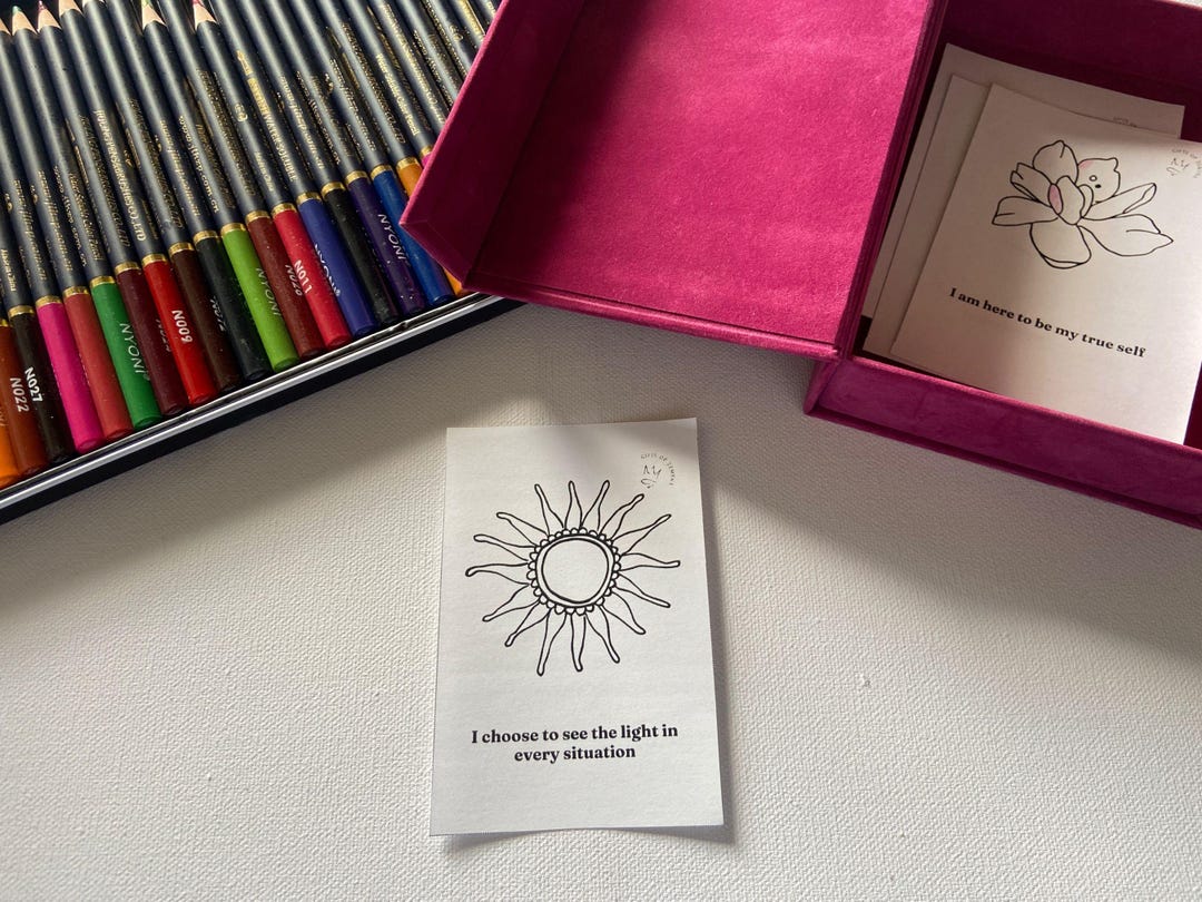 Printable Affirmation Cards for Coloring – 24 Positive Quotes, PDF for ...