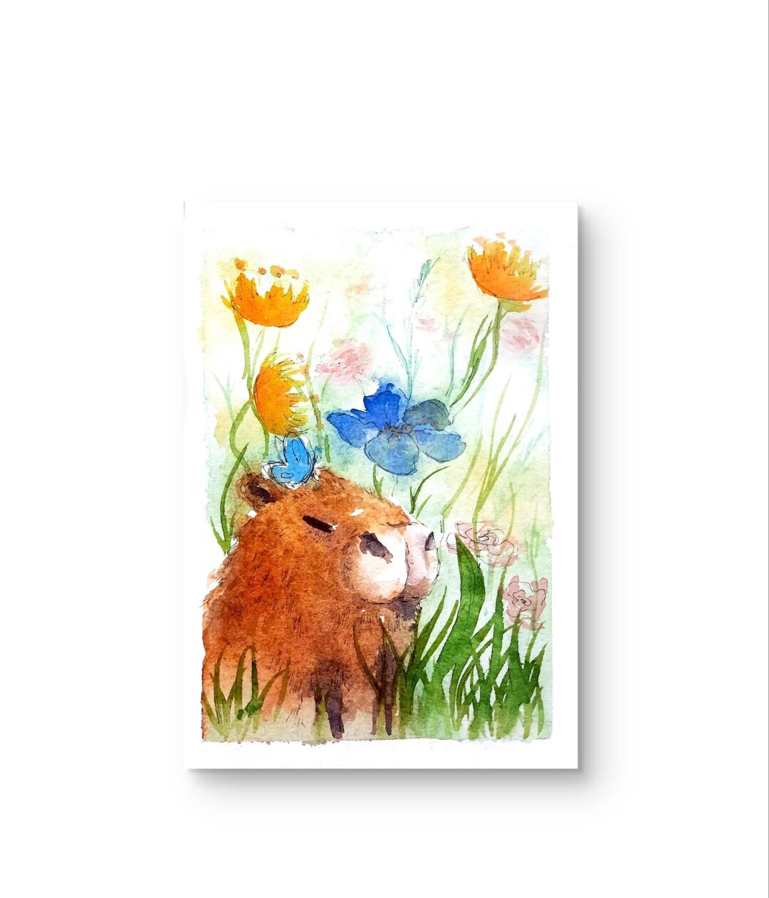 Capybara Painting Original Art 46 Cute Capibara Watercolor Miniature ...