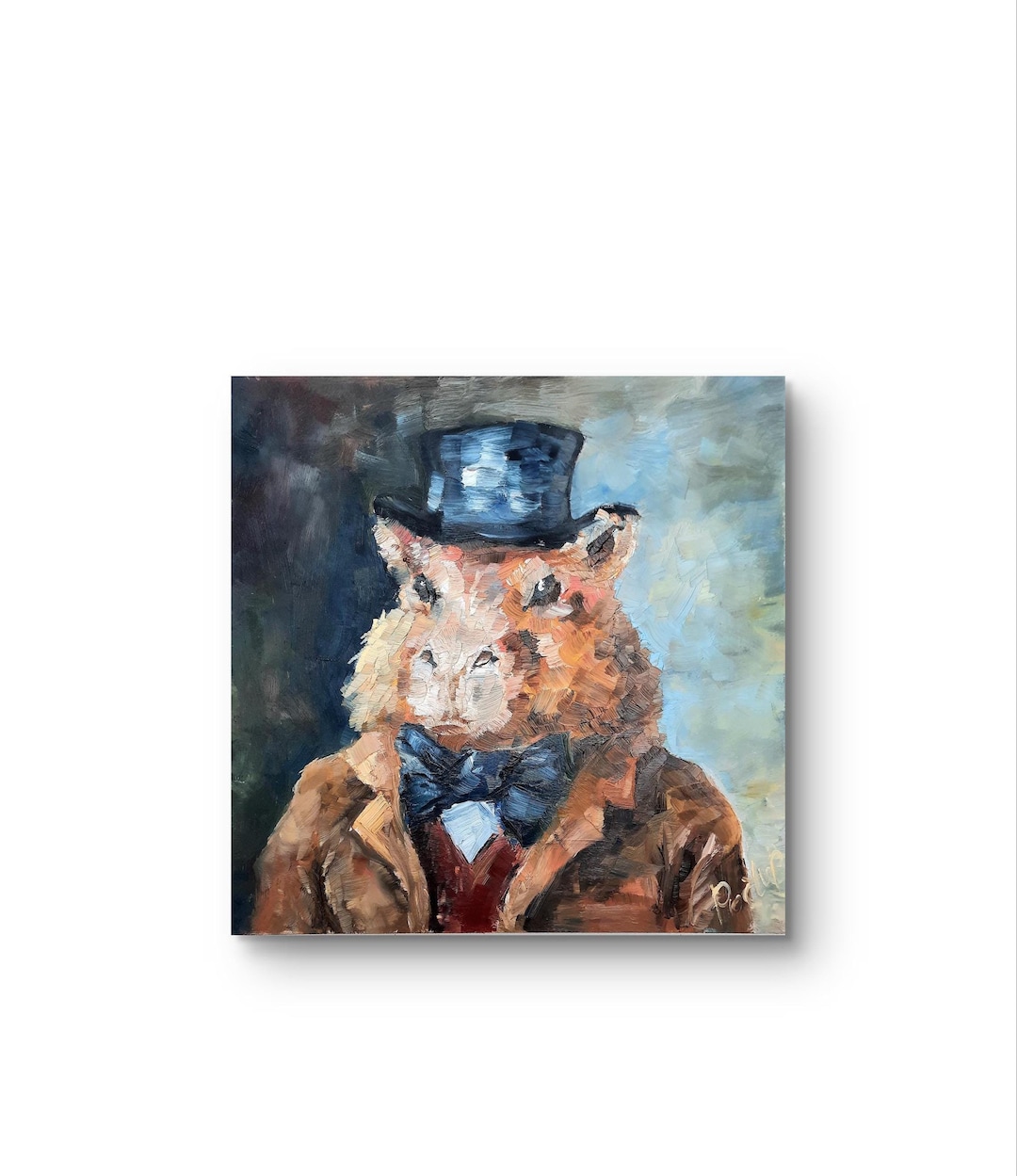 Capybara Painting Original Art 1010 Capibara Aristocrat Human Style Oil ...