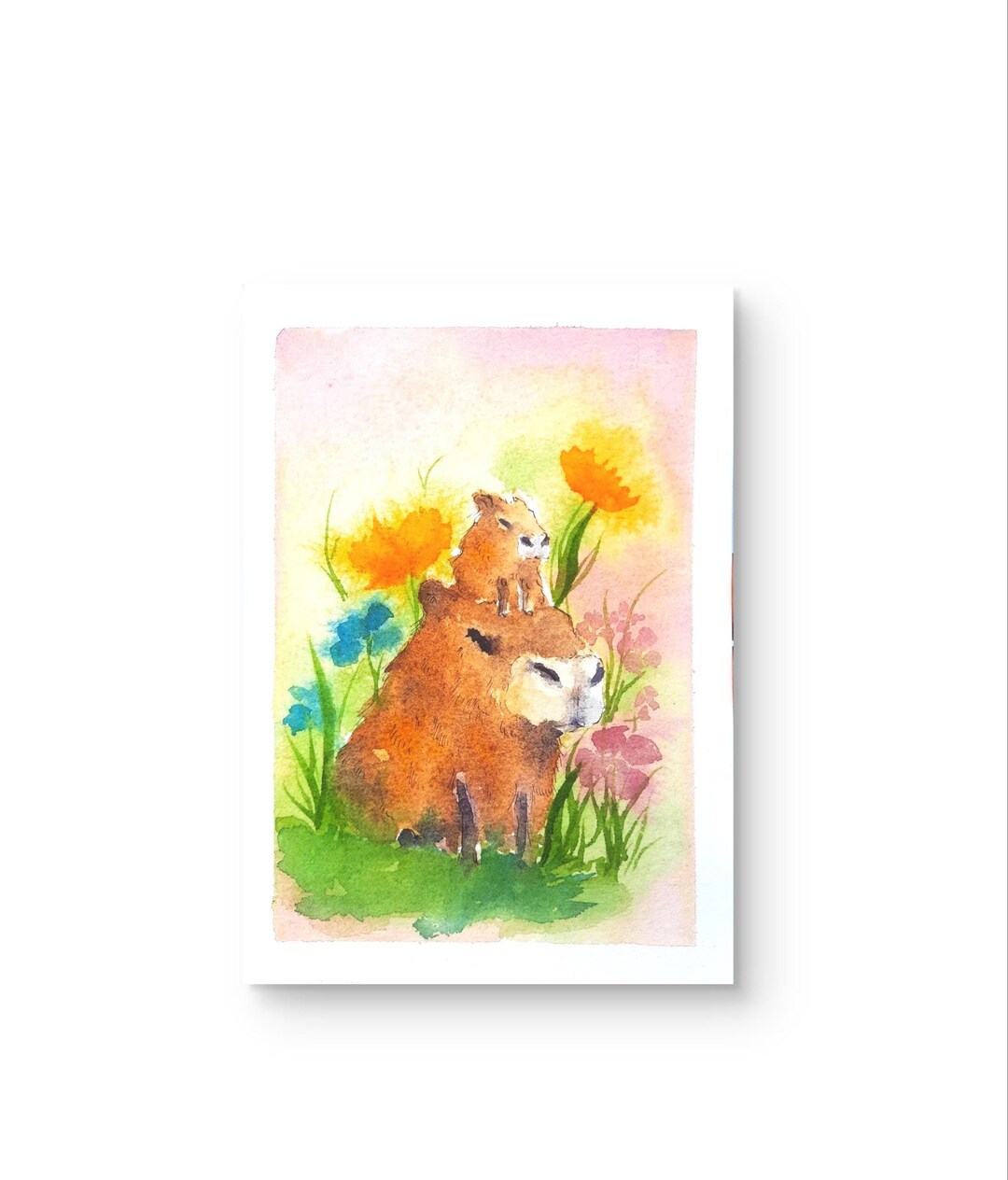 Capybara Painting Original Art 46 With Frame Cute Baby Capibara ...