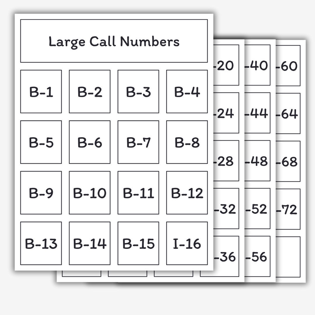 100 Bingo Cards | Printable Set | Black and White Edition | 1, 2, 4, 6 ...