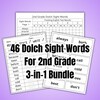 2nd Grade Dolch Sight Word Flashcards - Digital Download - Printable ...