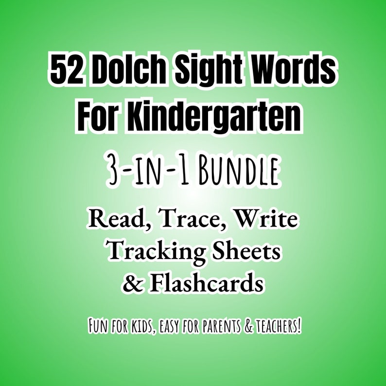 Dolch Sight Words for Kindergarten Bundle: Read, Trace, Write ...