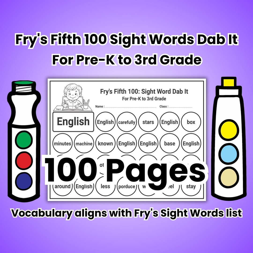 Fry's Fifth 100 Sight Word Dab It Worksheets: 100 Printable Activities ...