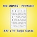 100 Unique Jumbo Printable Bingo Cards Instant PDF Download Bingo Game ...