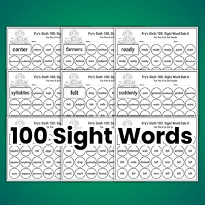 Fry's Sixth 100 Sight Word Dab It Worksheets: 100 Printable Activities ...