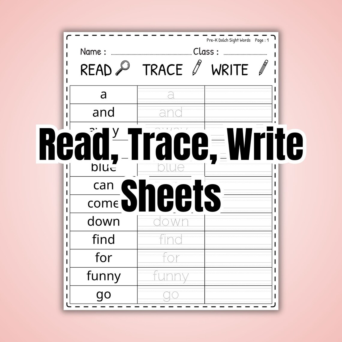 Dolch Sight Words for Pre-k Bundle: Read, Trace, Write Worksheets ...