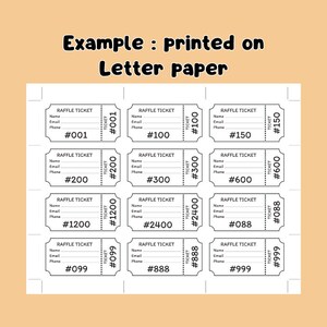600 Raffle Ticket, Easy to Cut With Pre-cut Lines ,easy to Print ...
