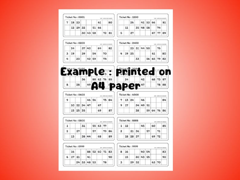 1200 Tambola Tickets, Housie, Indian Bingo Printable, 100-page ...