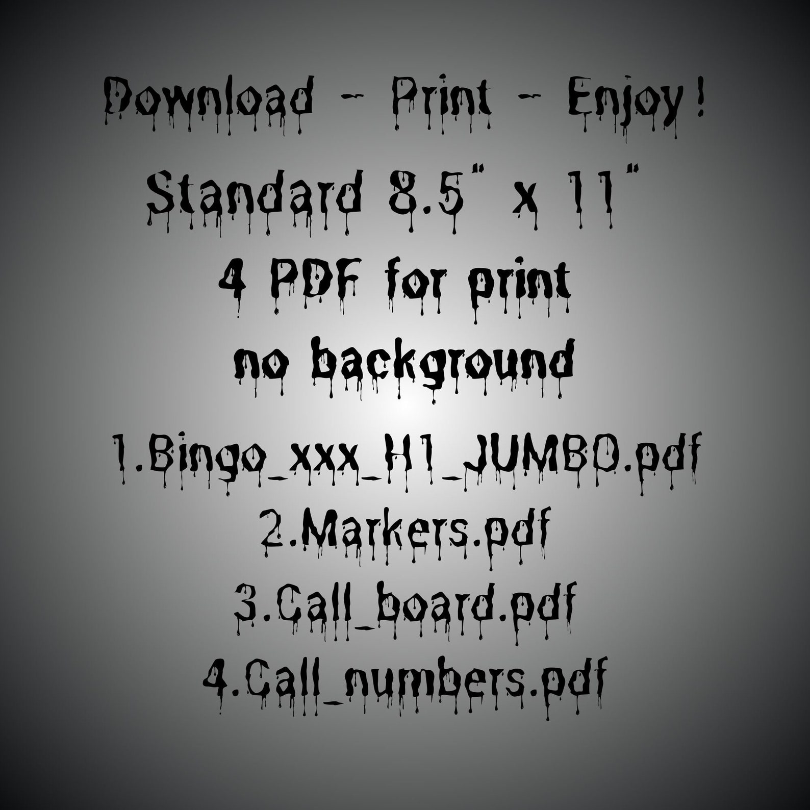 Halloween Bingo 500 Cards, 1 per Page, Large Print, Instant PDF ...