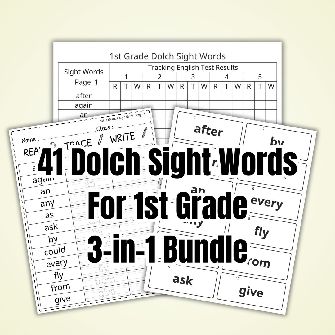 Dolch Sight Words for 1st Grade Bundle: Read, Trace, Write Worksheets ...