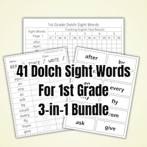 Dolch Sight Words for 1st Grade Bundle: Read, Trace, Write Worksheets ...