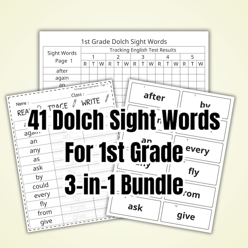 Dolch Sight Words for 1st Grade Bundle: Read, Trace, Write Worksheets ...