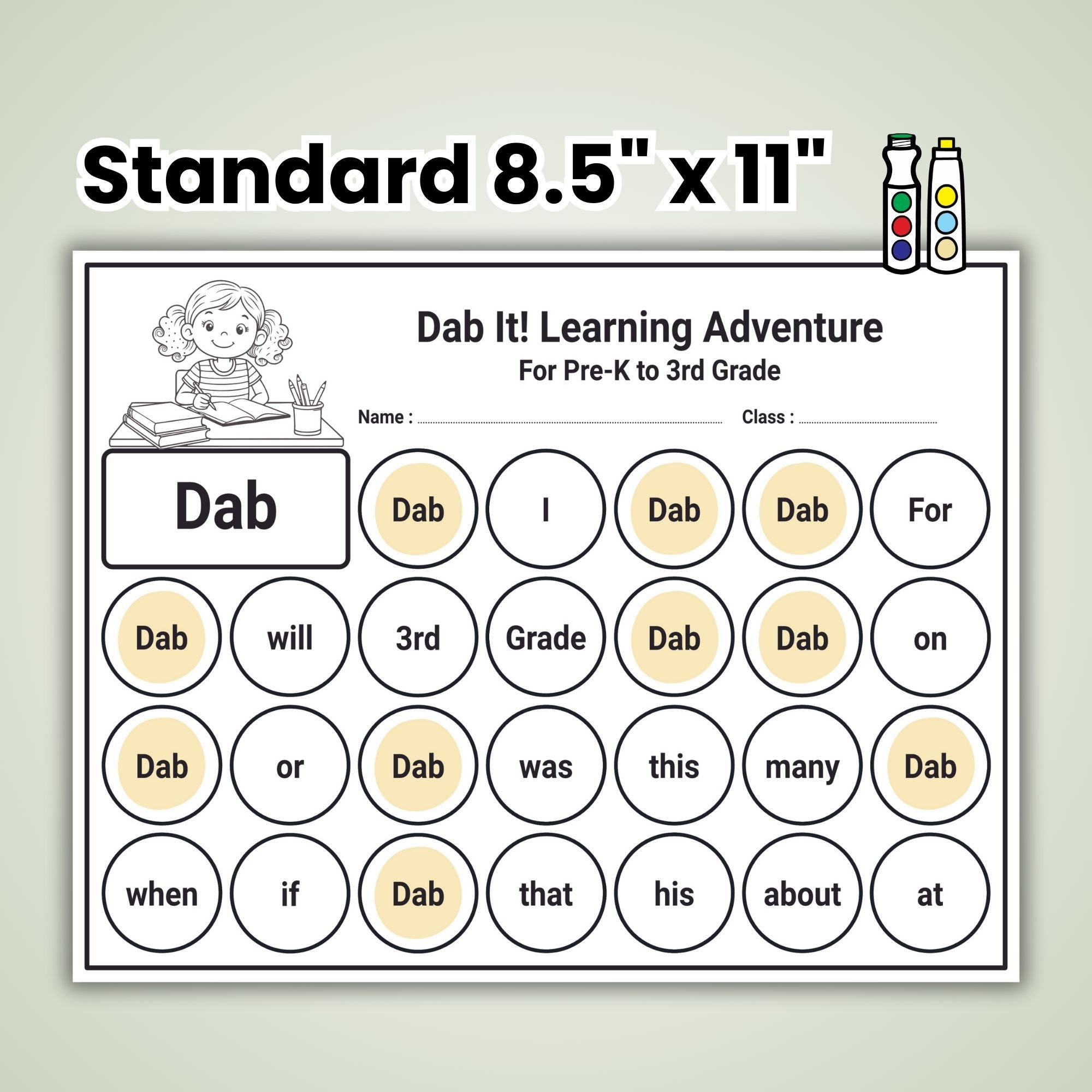 1st Grade Dolch Sight Word Dab It Worksheets: 41 Printable Activities ...