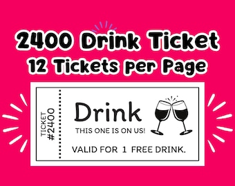 600 Drink Tickets | Printable, A4 Optimized, Cut Lines for Any Paper ...