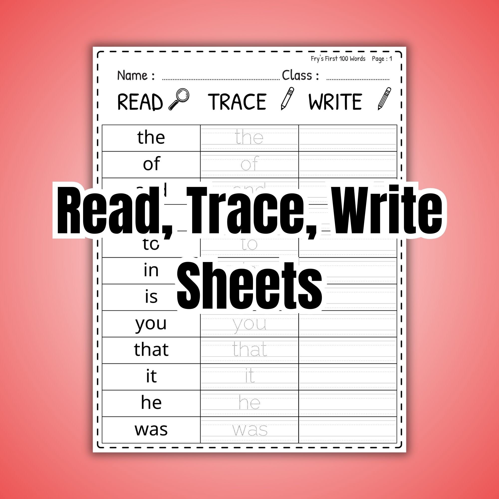 Read, Trace, Write Fry's First 100 Words for Pre-k to 3rd Grade Bundle ...