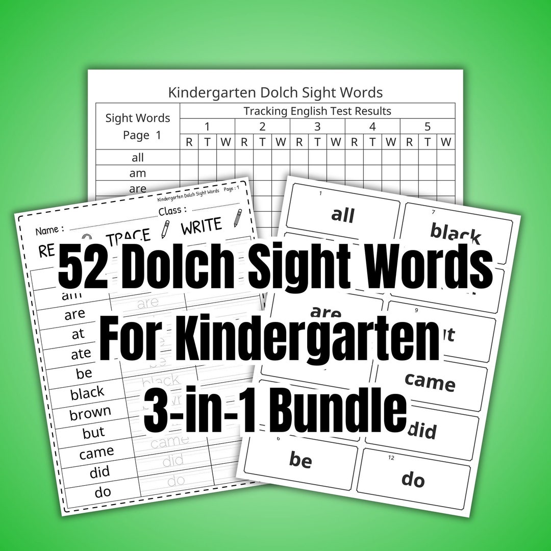 Dolch Sight Words for Kindergarten Bundle: Read, Trace, Write ...