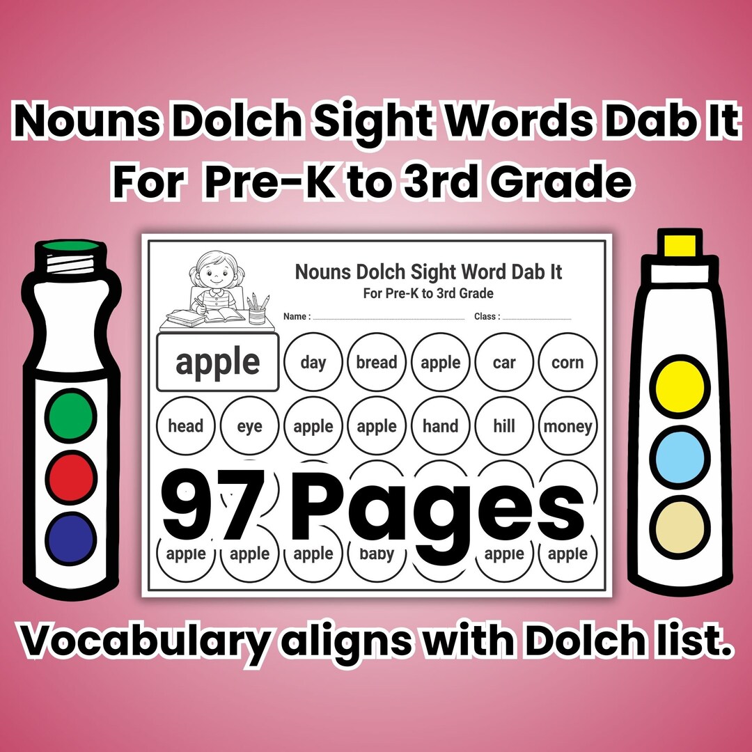 Nouns Dolch Sight Word Dab It Worksheets: 97 Printable Activities for ...