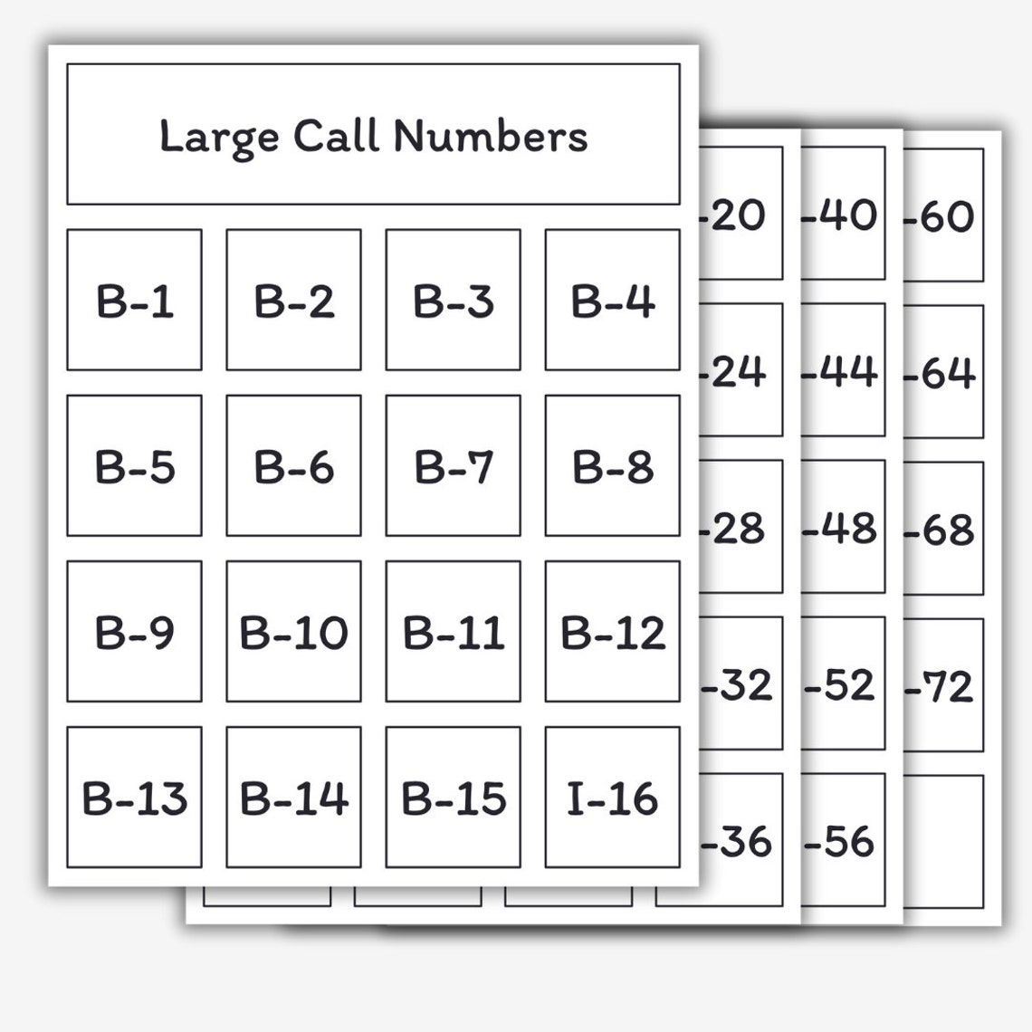 250 Bingo Cards | Printable Set | Black and White Edition | 1, 2, 4, 6 ...