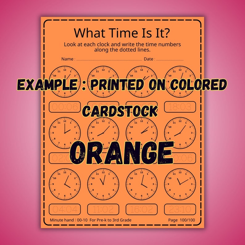 Telling Time by Tracing, Minute Hand : 00 to 10, for Pre-k to 3rd Grade ...