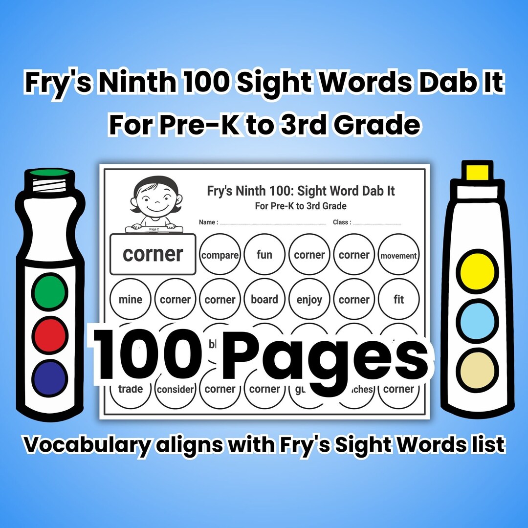 Fry's Ninth 100 Sight Word Dab It Worksheets: 100 Printable Activities ...