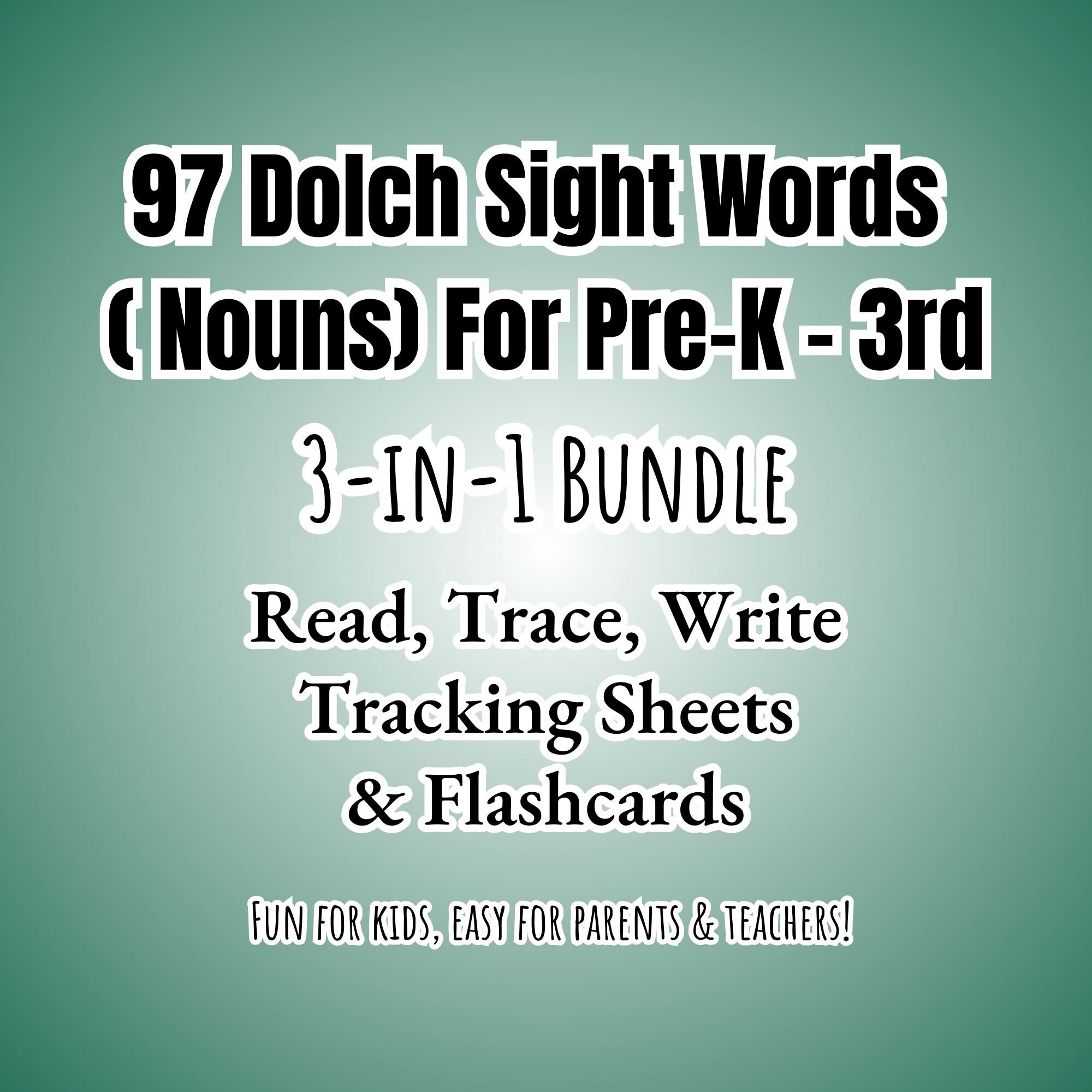 Dolch Sight Words Noun for Pre-k - 3rd Bundle: Read, Trace, Write ...