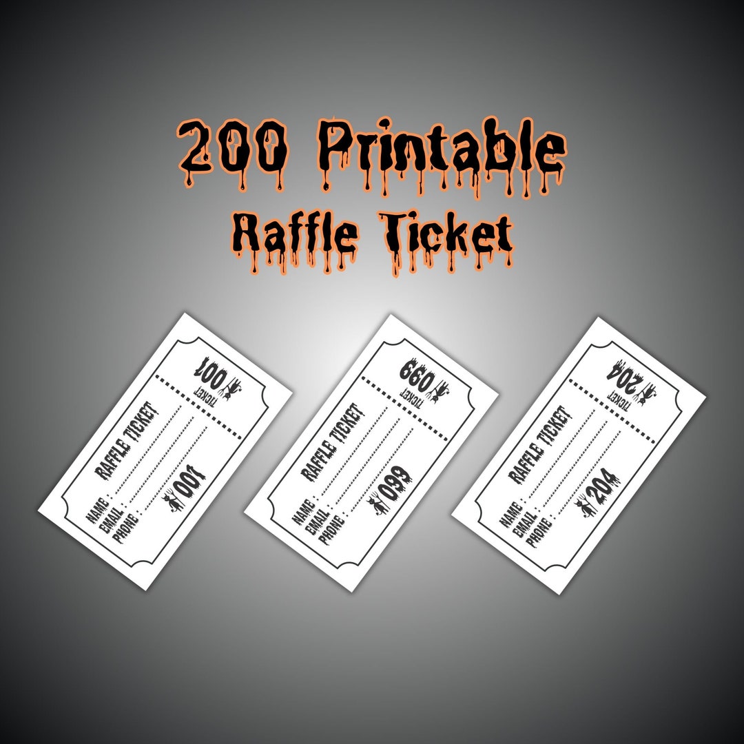 200 Halloween Raffle Tickets: Printable PDF Template - Etsy
