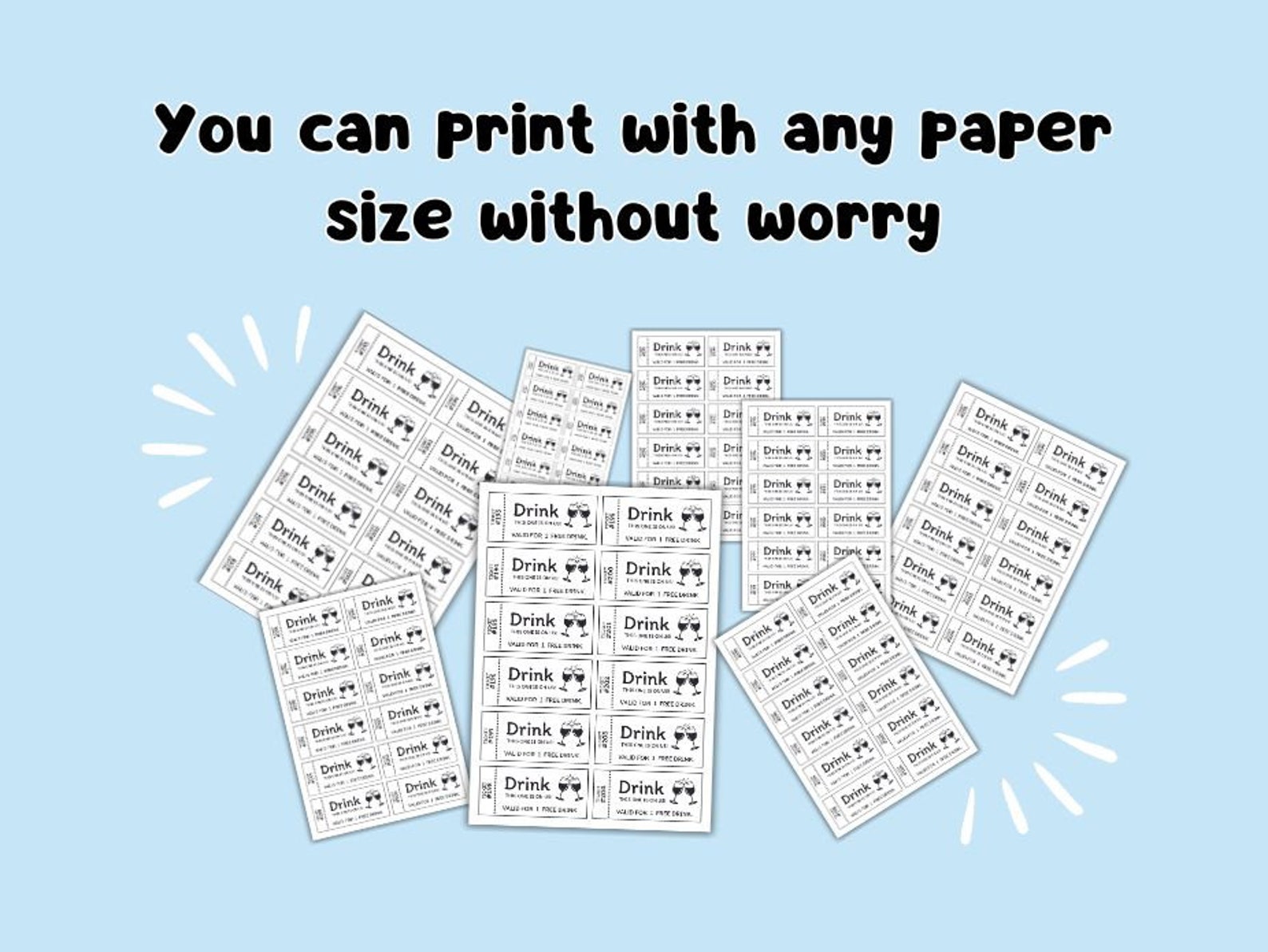 200 Drink Tickets | Printable, A4 Optimized, Cut Lines for Any Paper ...