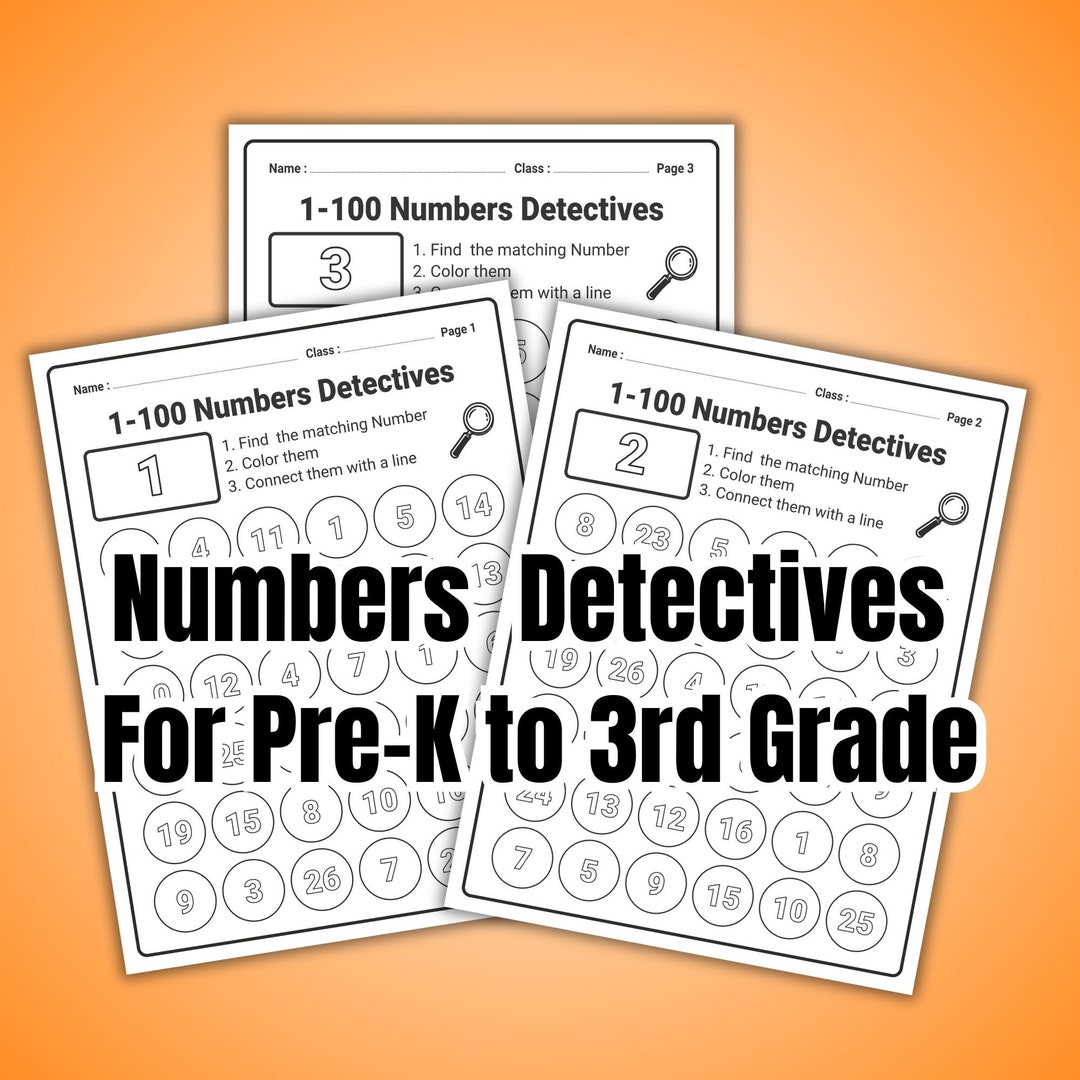 1-100 Numbers Detectives for Pre-k to 3rd Grade - Printable PDF 100 ...
