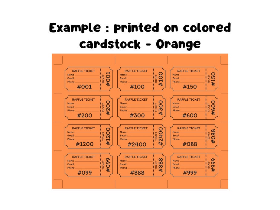 1200 Raffle Ticket, Easy to Cut With Pre-cut Lines ,easy to Print ...