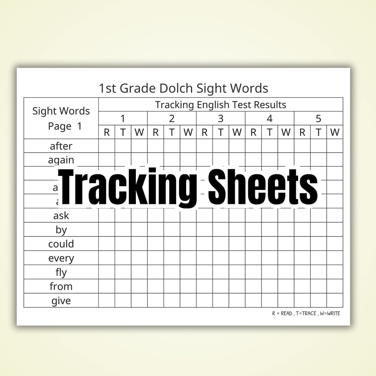 Dolch Sight Words for 1st Grade Bundle: Read, Trace, Write Worksheets ...
