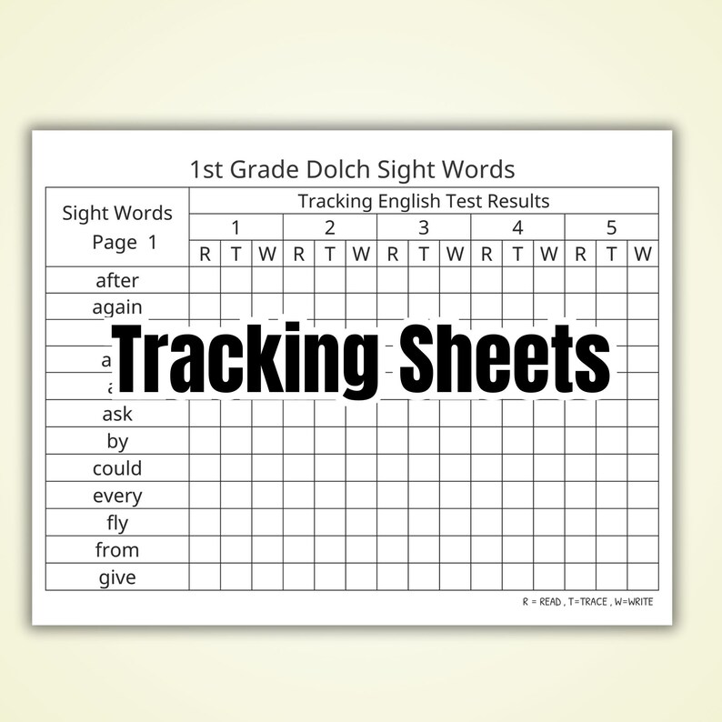 Dolch Sight Words for 1st Grade Bundle: Read, Trace, Write Worksheets ...