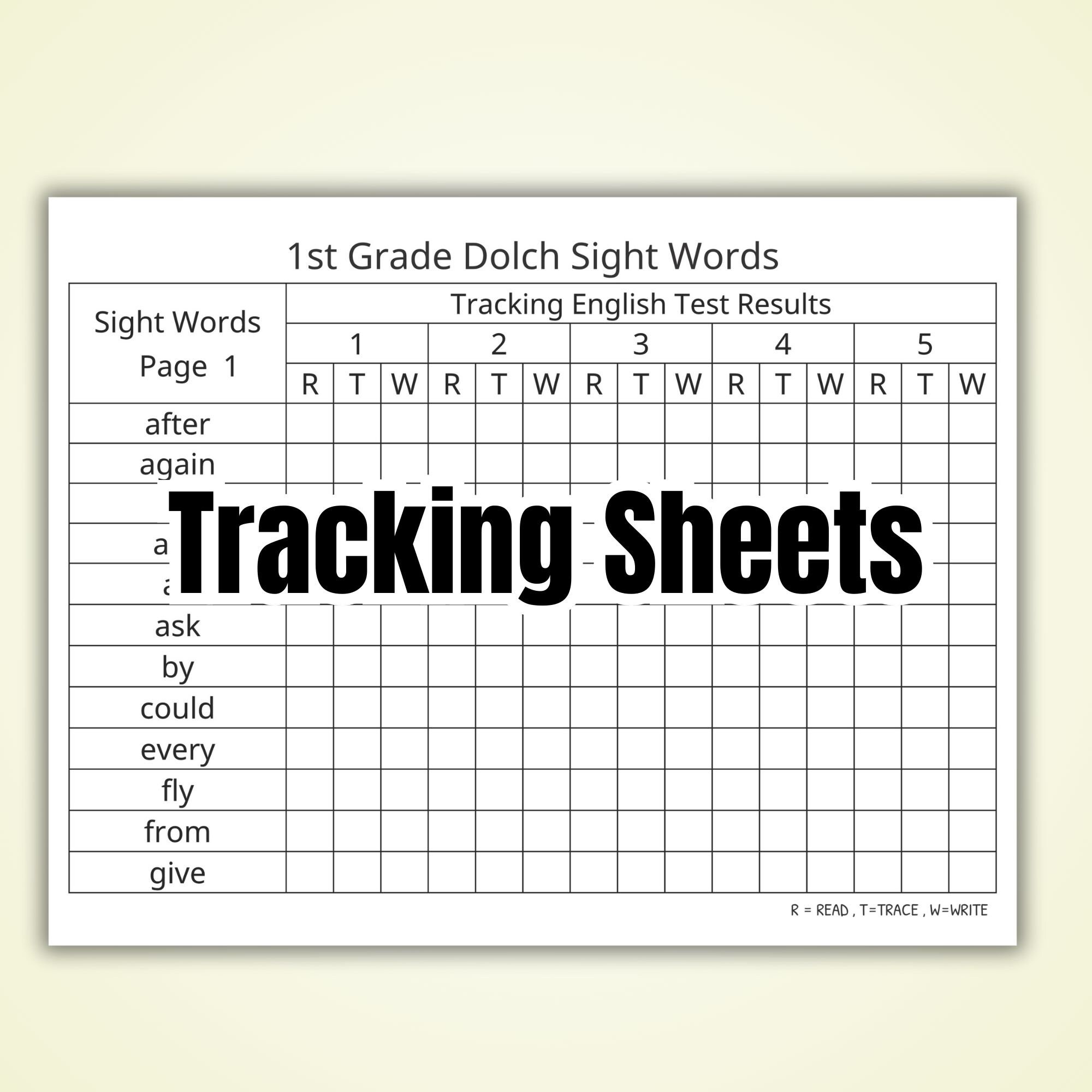 Dolch Sight Words for 1st Grade Bundle: Read, Trace, Write Worksheets ...