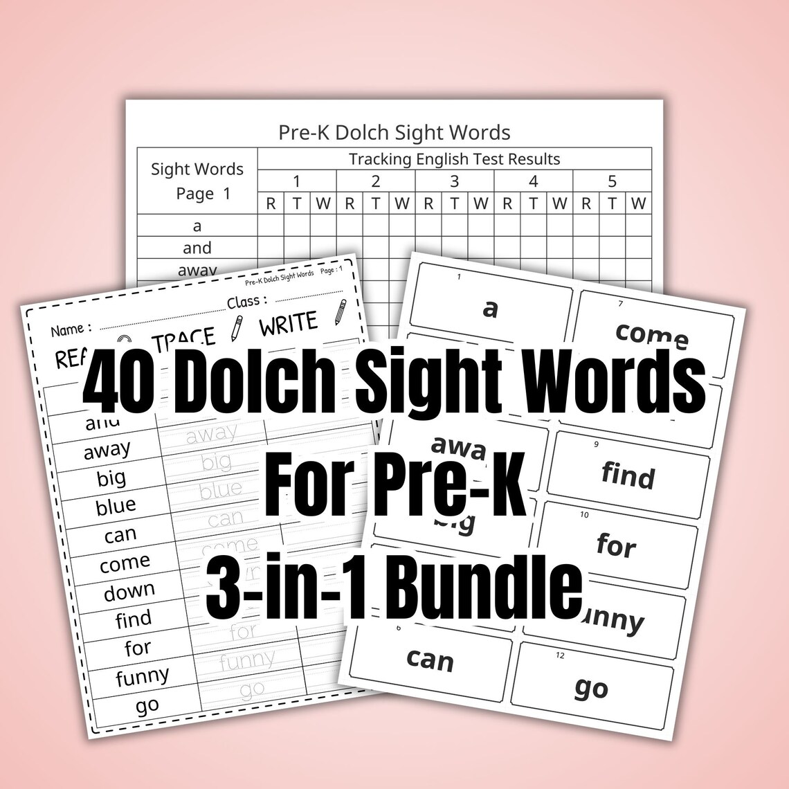 Dolch Sight Words for Pre-k Bundle: Read, Trace, Write Worksheets ...