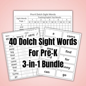 Dolch Sight Words for Pre-k Bundle: Read, Trace, Write Worksheets ...