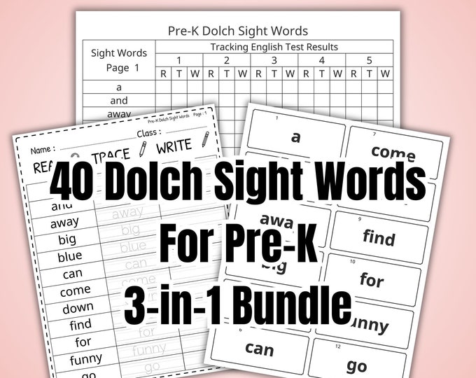 Dolch Sight Words for Pre-k Bundle: Read, Trace, Write Worksheets ...