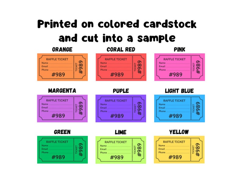 300 Raffle Ticket, Easy to Cut With Pre-cut Lines ,easy to Print ...
