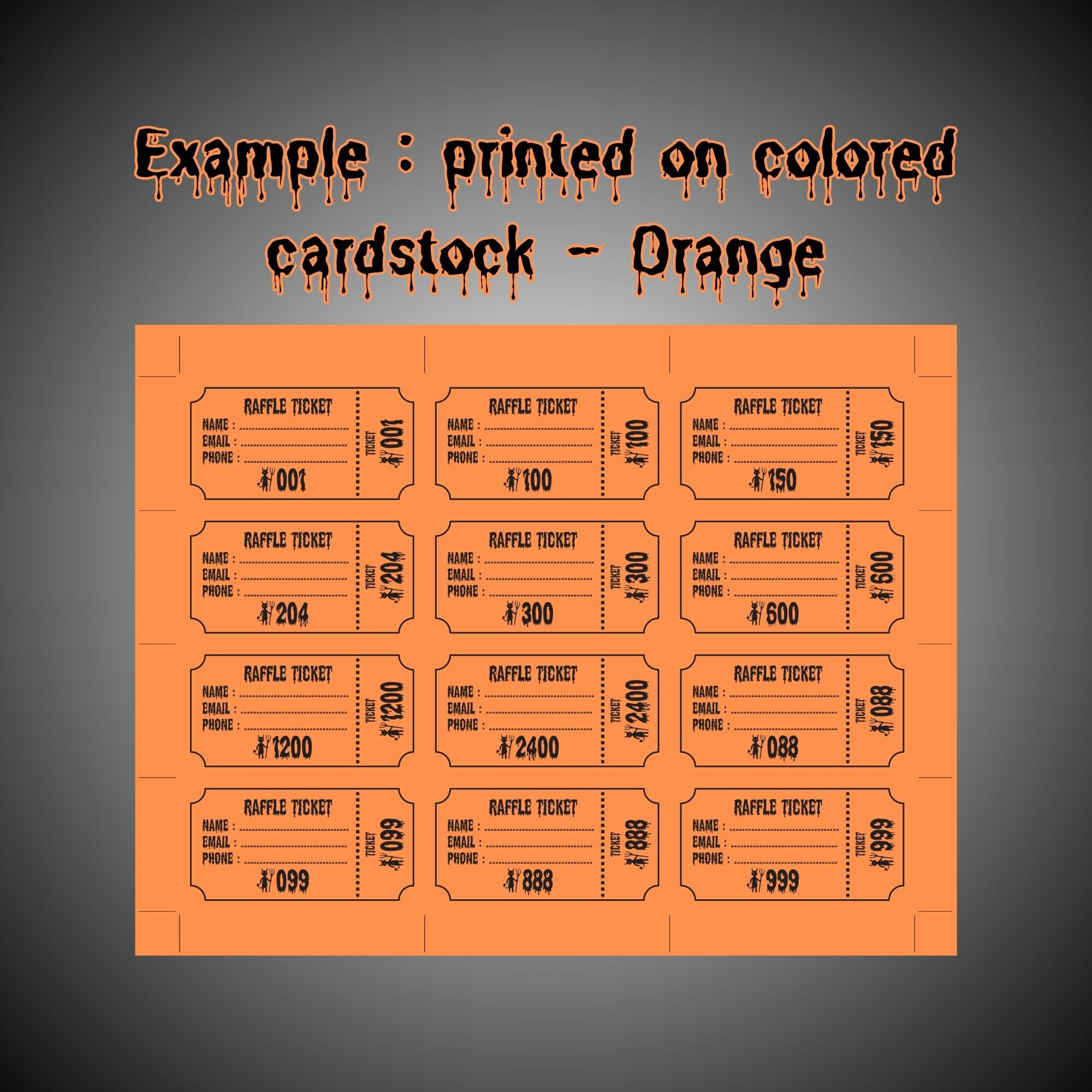 200 Halloween Raffle Tickets: Printable PDF Template - Etsy