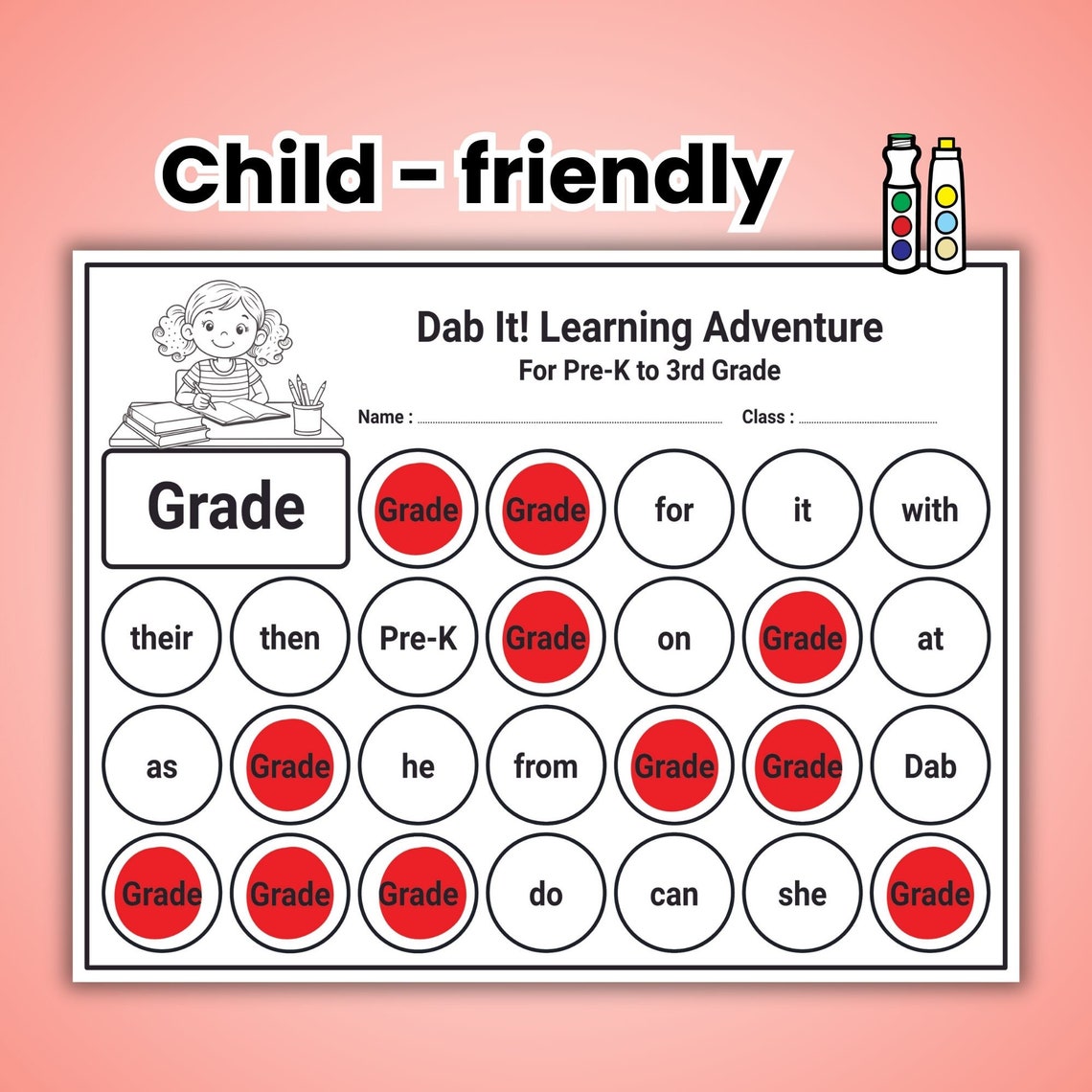 Fry's First 100 Sight Word Dab It Worksheets: 100 Printable Activities ...