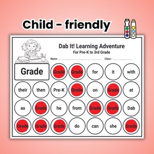 Fry's First 100 Sight Word Dab It Worksheets: 100 Printable Activities ...