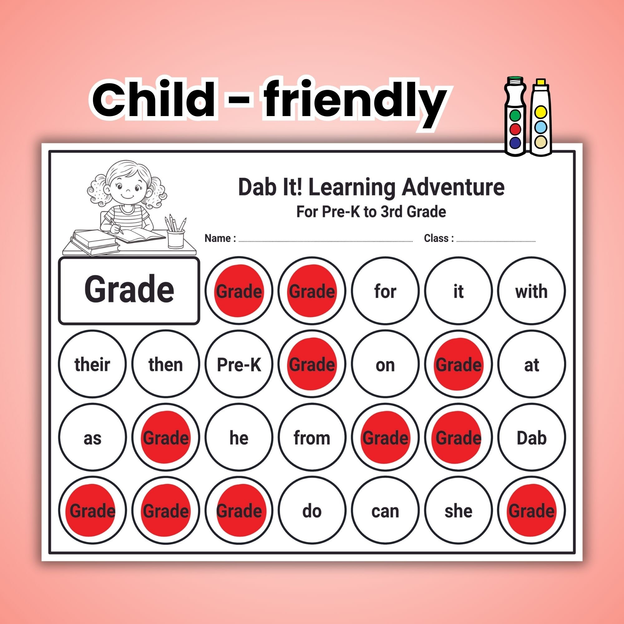 Fry's First 100 Sight Word Dab It Worksheets: 100 Printable Activities ...