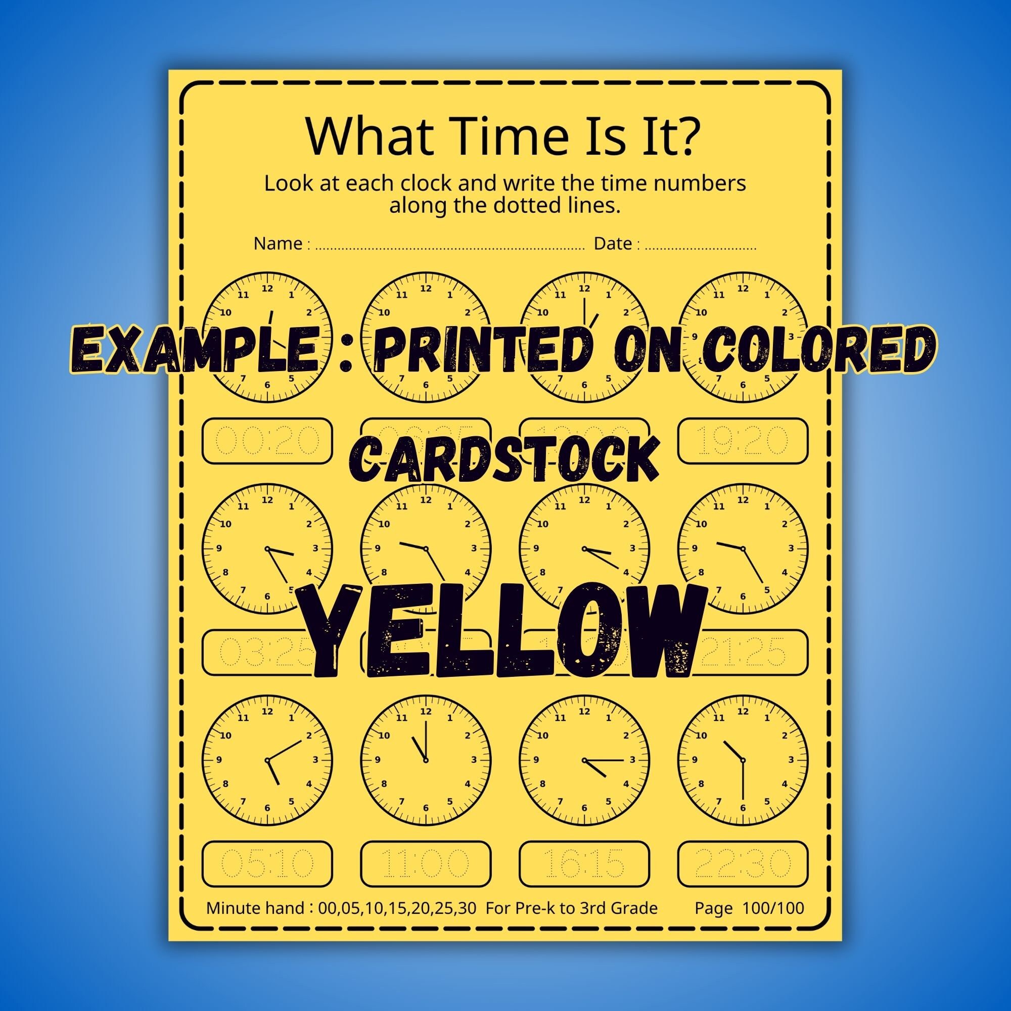 Telling Time by Tracing, Minute Hand : 00,05,10,15,20,25,30 for Pre-k ...