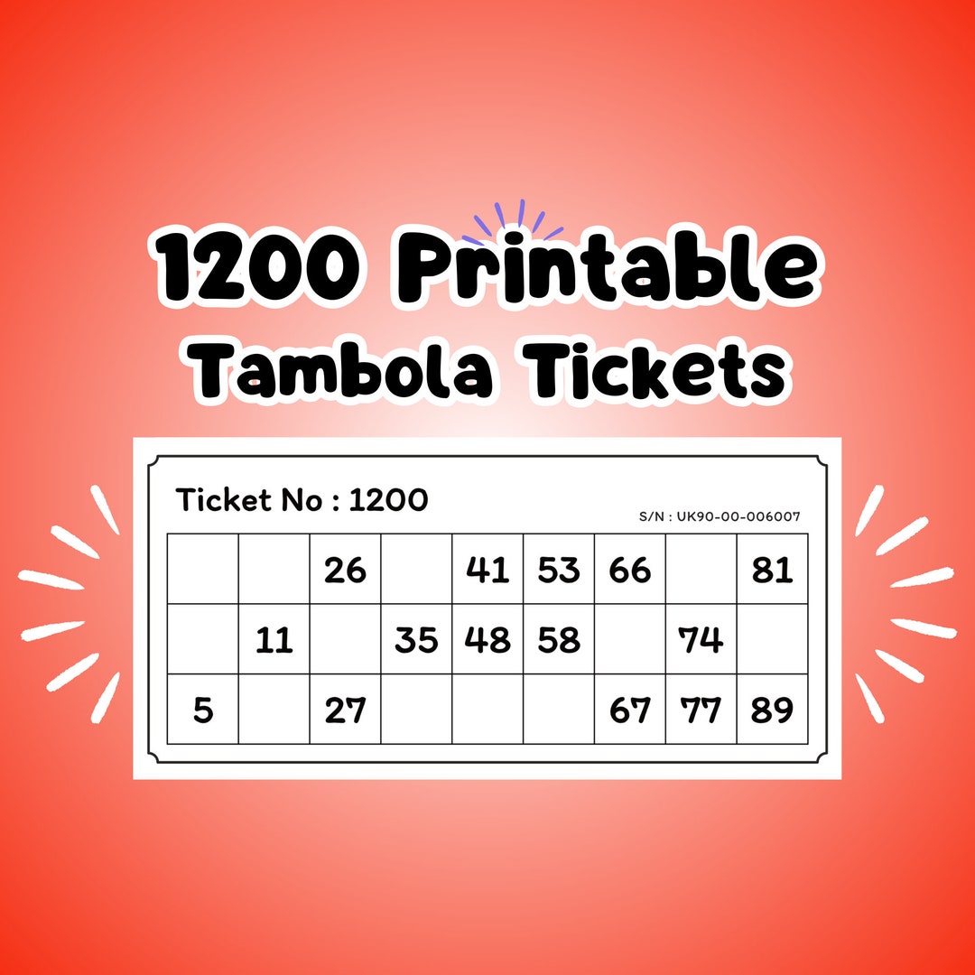 1200 Tambola Tickets, Housie, Indian Bingo Printable, 100-page ...