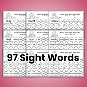 Nouns Dolch Sight Word Dab It Worksheets: 97 Printable Activities for ...