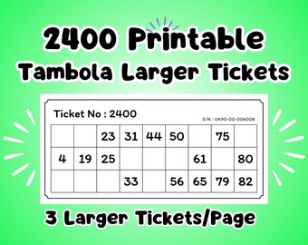 2400 Tambola Tickets, Housie, Indian Bingo Printable, 200-page ...