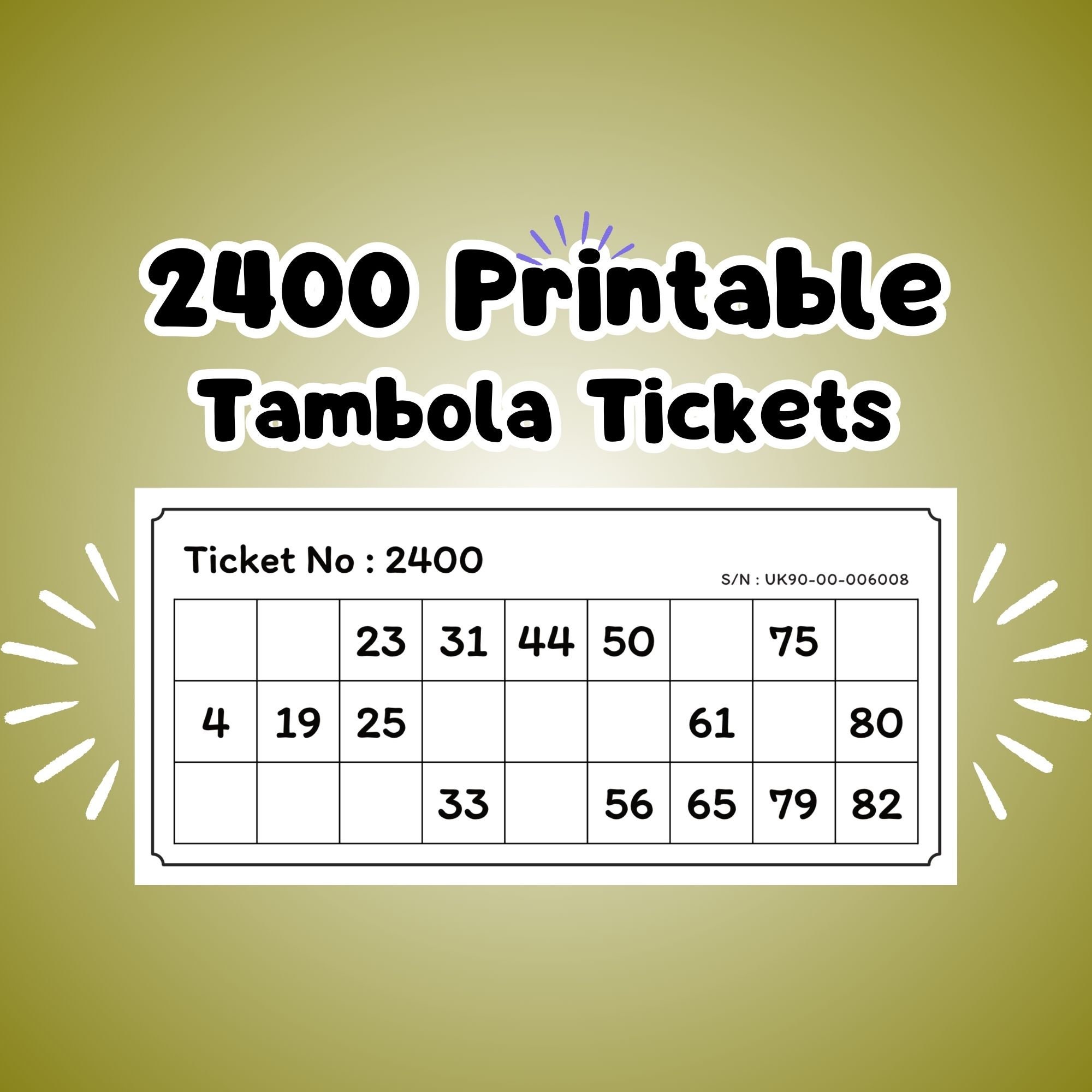 2400 Tambola Tickets, Housie, Indian Bingo Printable, 200-page ...