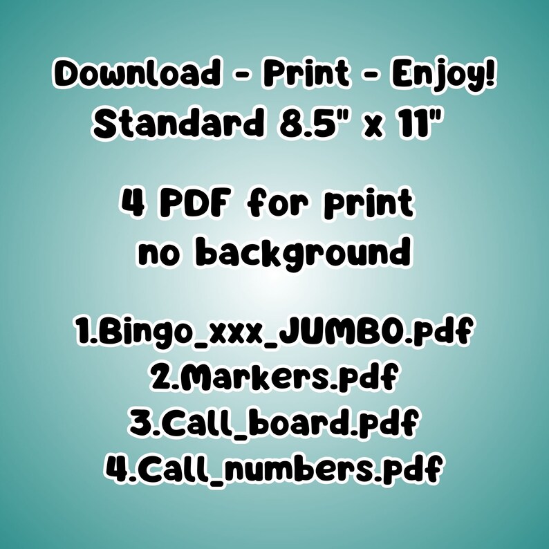 150 Bingo Cards, 1 per Page, Large Print, Instant PDF Download, Bingo ...