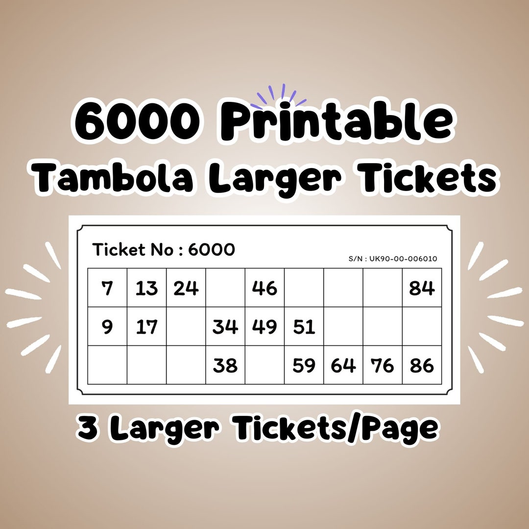 6000 Tambola Tickets, Housie, Indian Bingo Printable, 2000-page ...