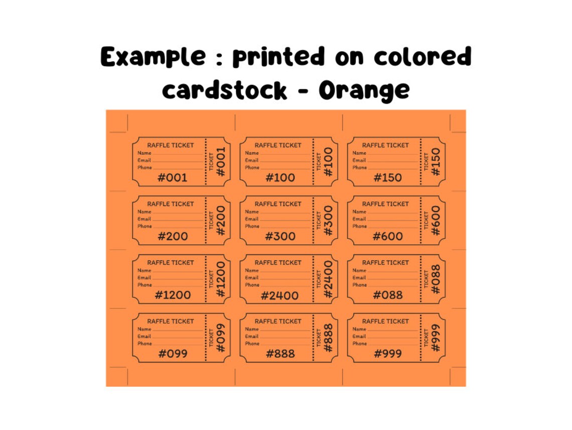 300 Raffle Ticket, Easy to Cut With Pre-cut Lines ,easy to Print ...