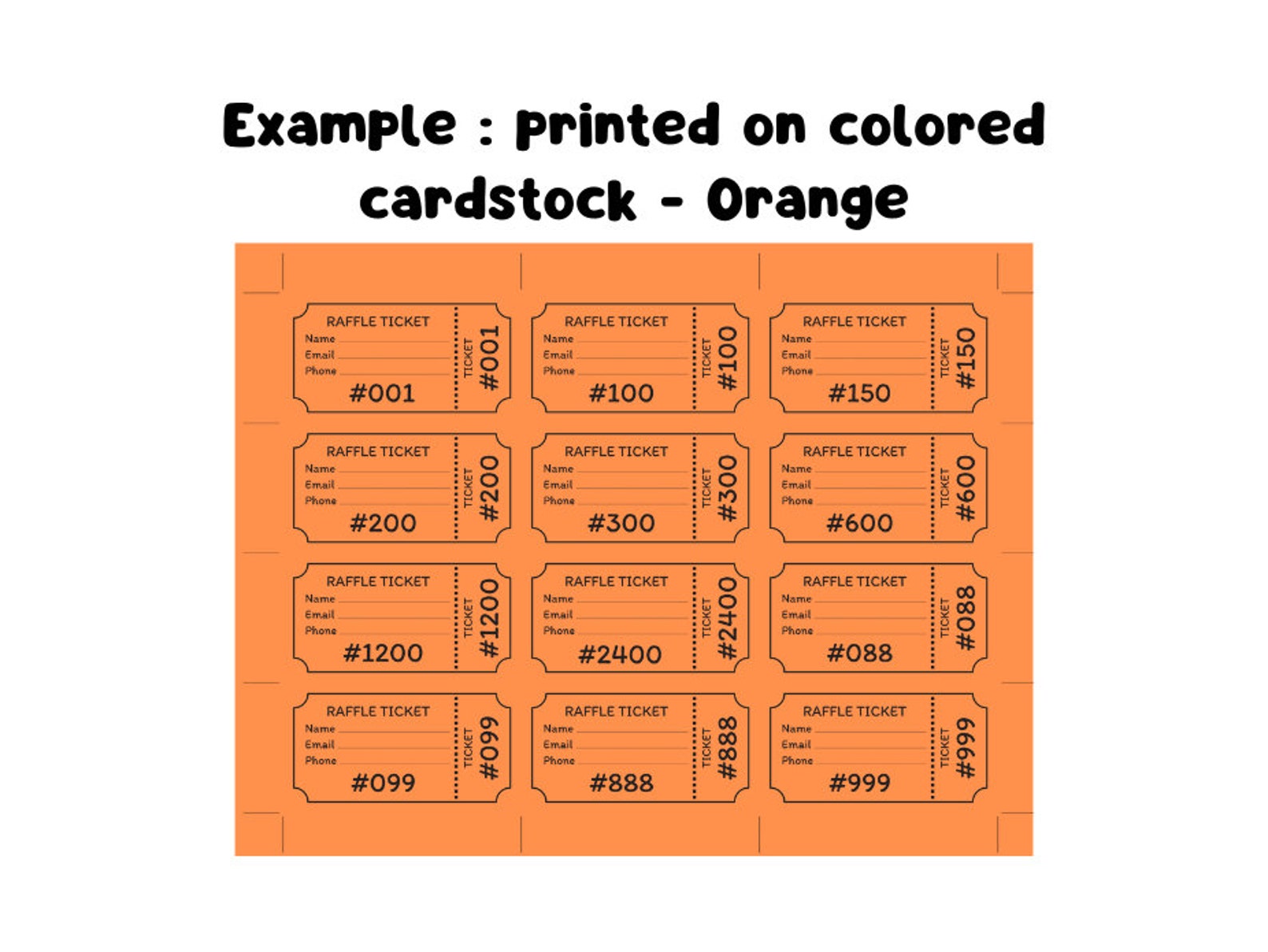 300 Raffle Ticket, Easy to Cut With Pre-cut Lines ,easy to Print ...